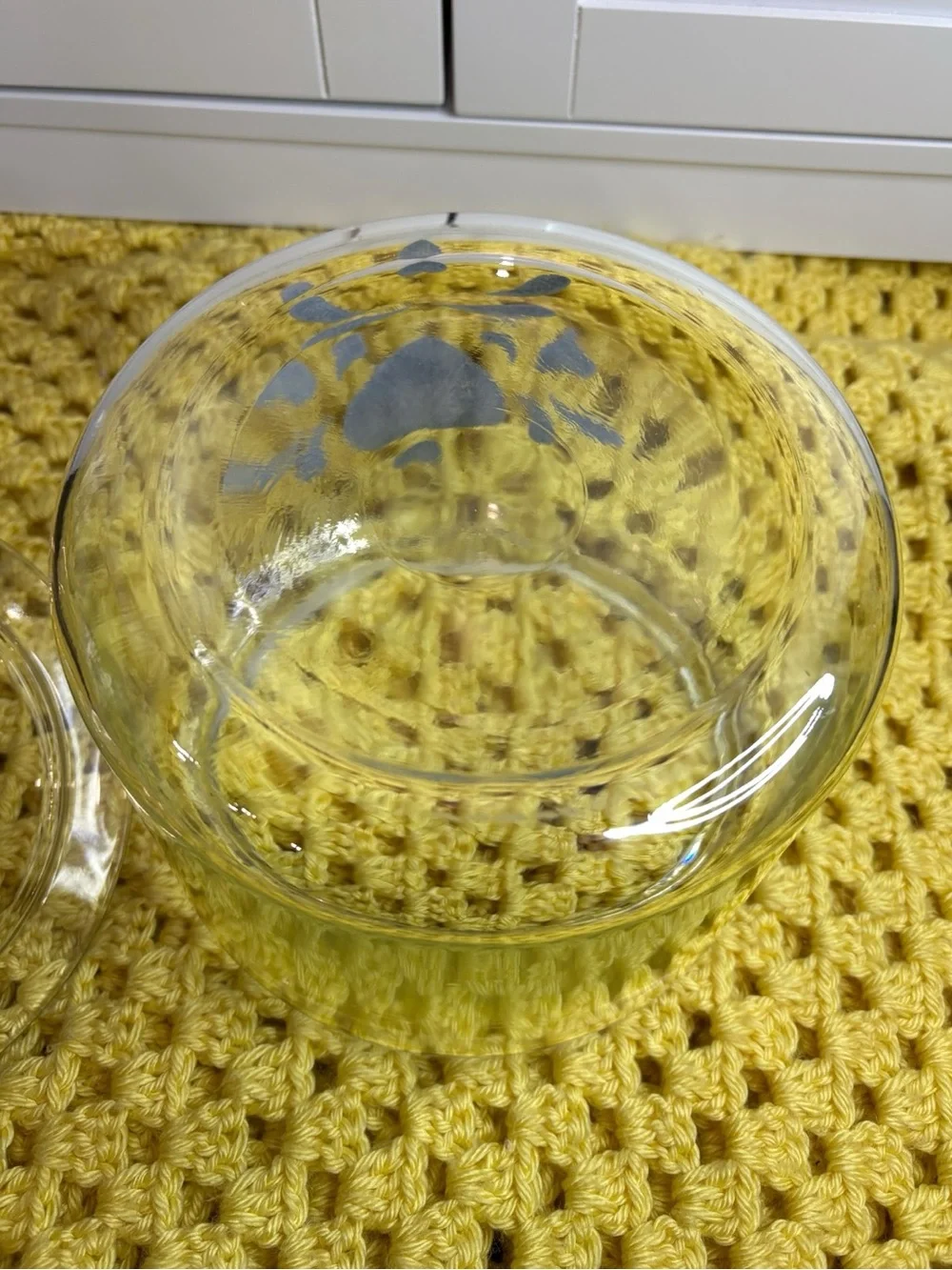 Corelle | Kitchen | Vintage Glass Corelle Blue Hearts Pattern 3qt Clear ...